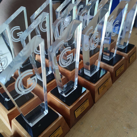 Grab Acrylic Trophy | Custom Trophy Singapore | Core Modus